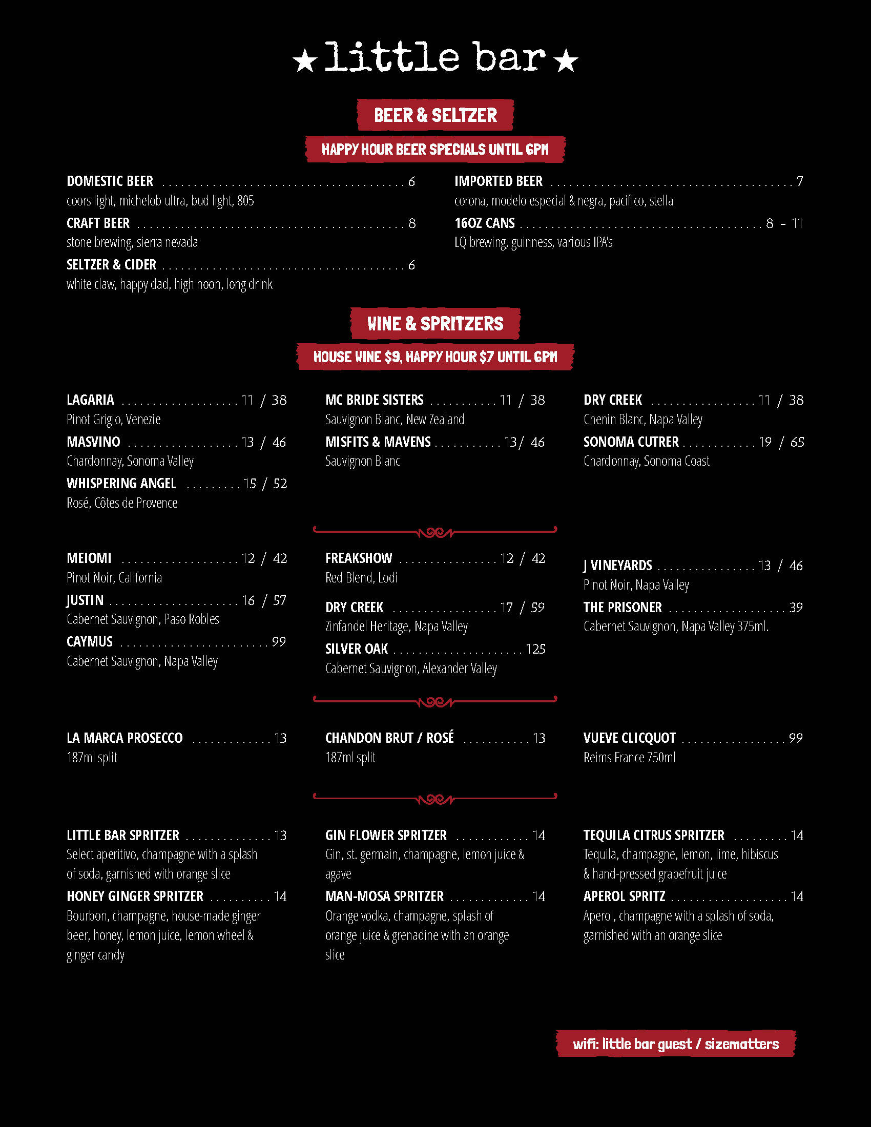 Menu | Little Bar